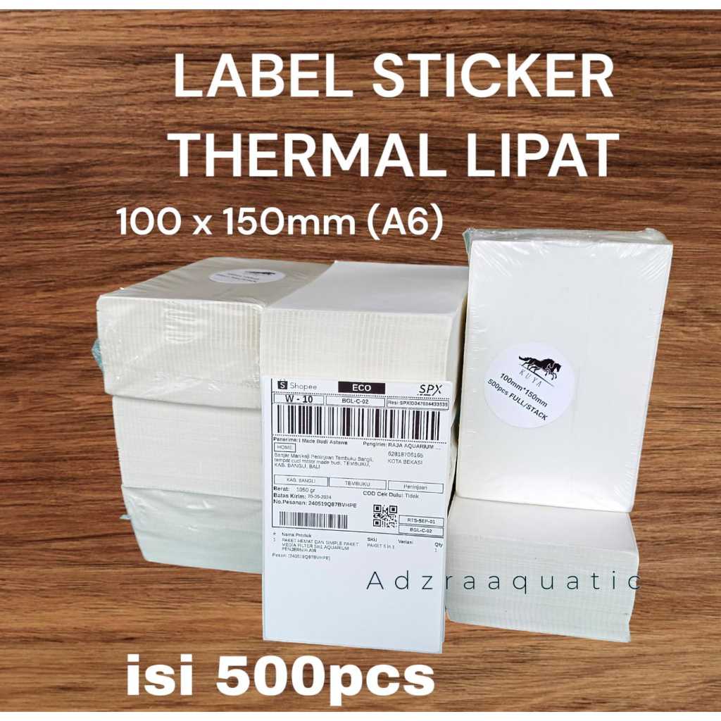 Jual KERTAS STICKER LABEL THERMAL LIPAT 100mm x150mm BARCODE A6 KERTAS PRINTER | Shopee Indonesia