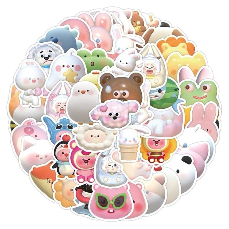 Jual 63pcs Sticker 3D Animal Hewan Loopy Pororo Bunny Stiker Lucu ...