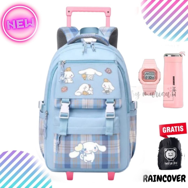 Jual Tas Troli Anak Perempuan TK SD - Tas Sekolah Anak berbonus Tas dorong anak cinnamorol ...