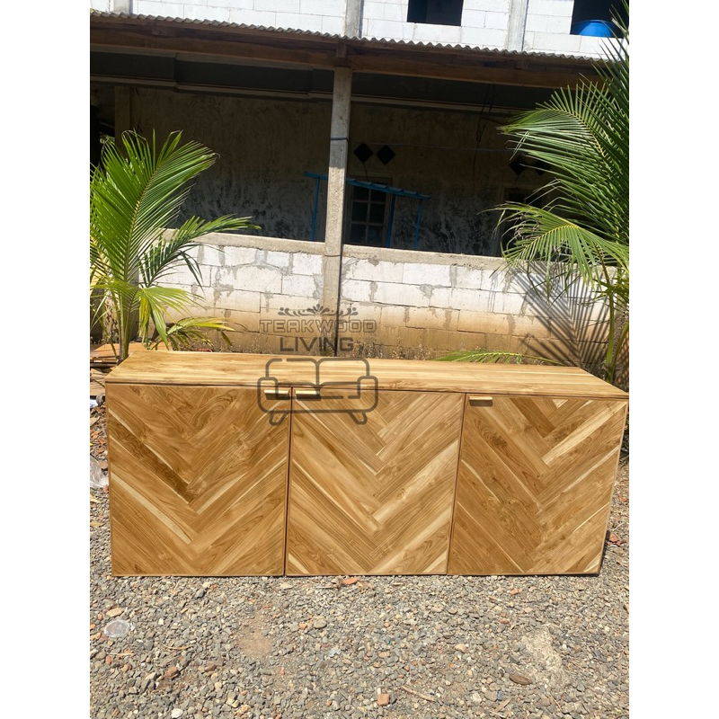 Jual Kabinet Kayu Jati Buffet Jati Minimalis Pintu 3 Jati Natural Meja ...