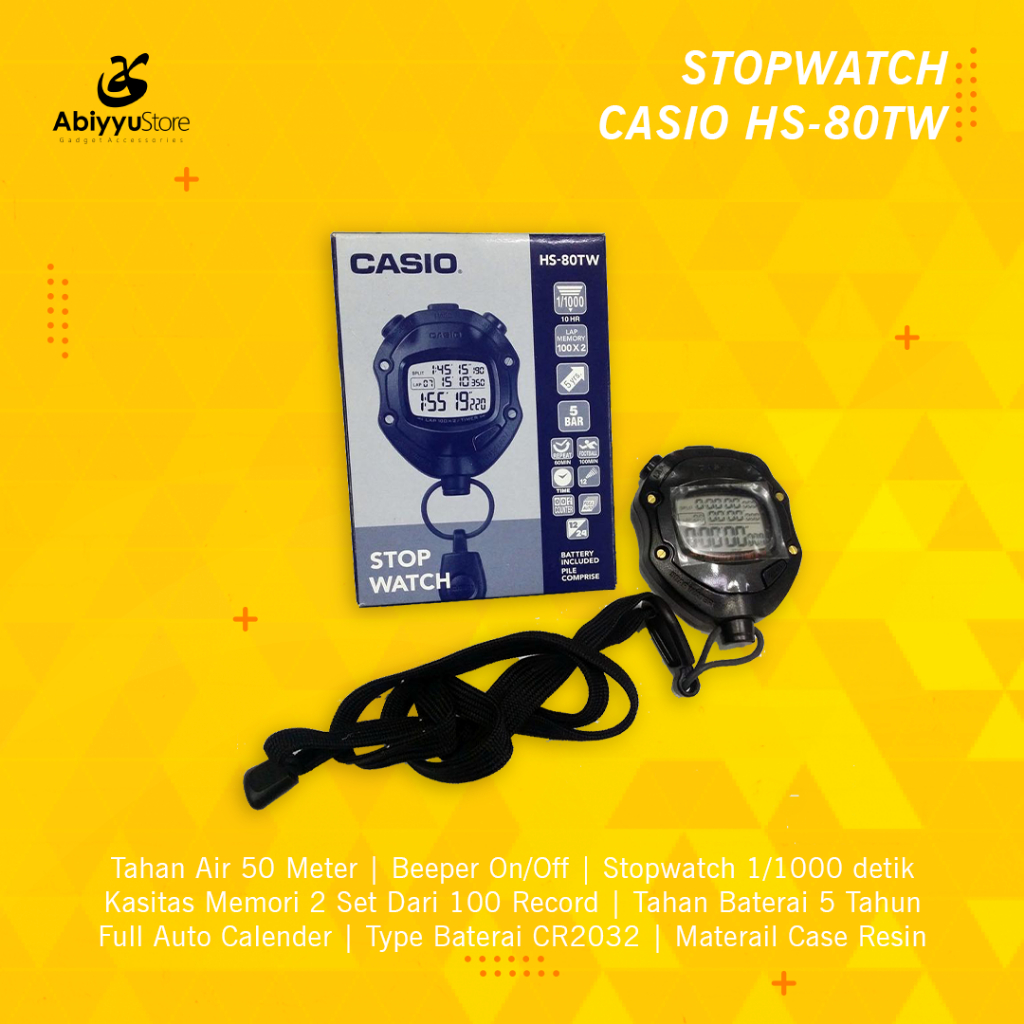 Jual Stopwatch Casio HS-80TW Stop Watch Casio HS80TW Alat Timer ...