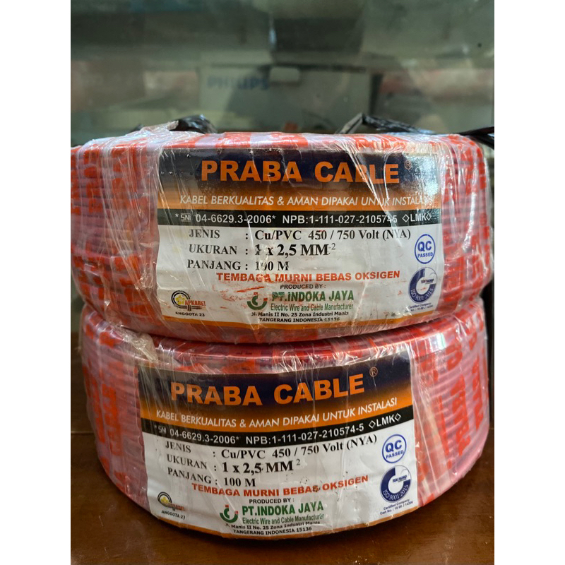 Jual Kabel Listrik NYA 1X2,5 Tembaga Praba 100 Meter SNI LMK | Shopee ...