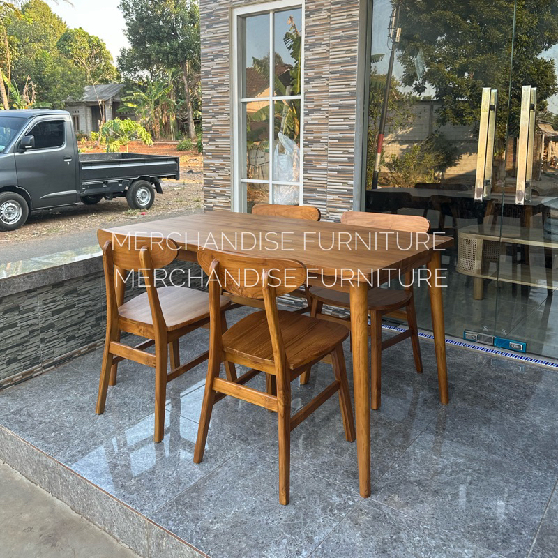 Jual Satu Set Meja Makan Kursi Ropan - Kursi Cafe Jati Retro Minimalis Harga Murah - Meja Cafe ...