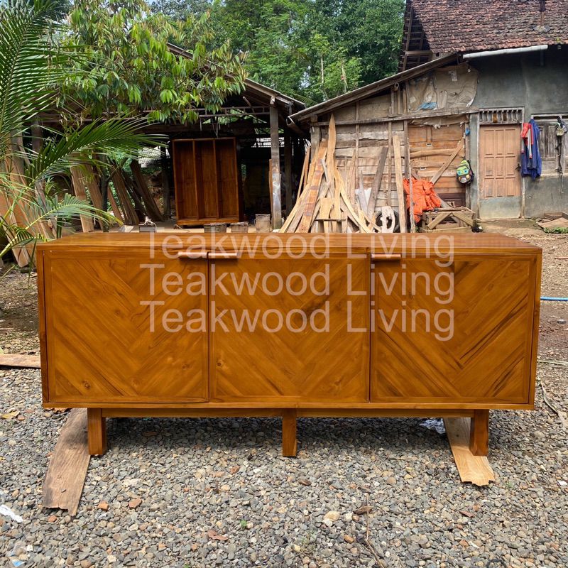 Jual Kabinet Kayu Jati Pintu Motif 180cm Jati Asli Jepara | Shopee ...