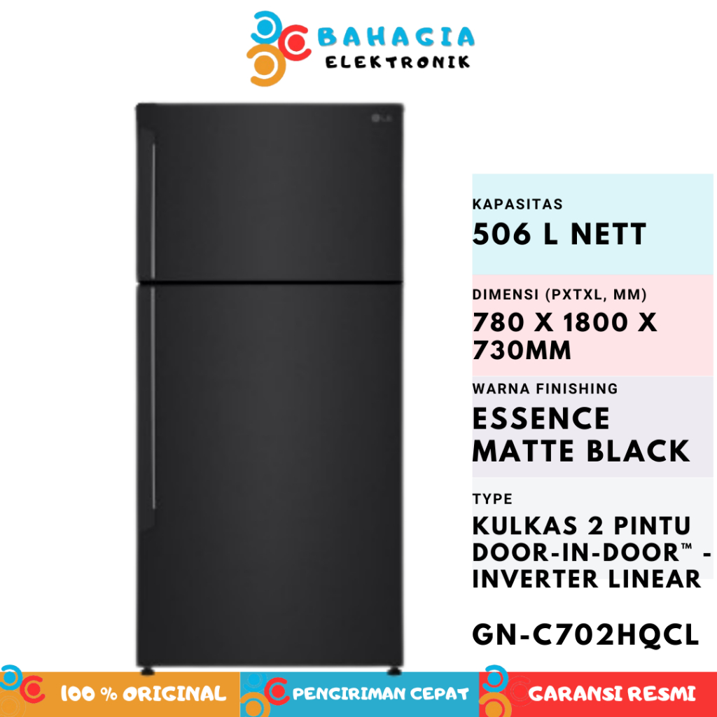 Jual LG GN-C702HQCL Kulkas 2 Pintu Terbaru, 506 L Nett, Smart Inverter | Shopee Indonesia