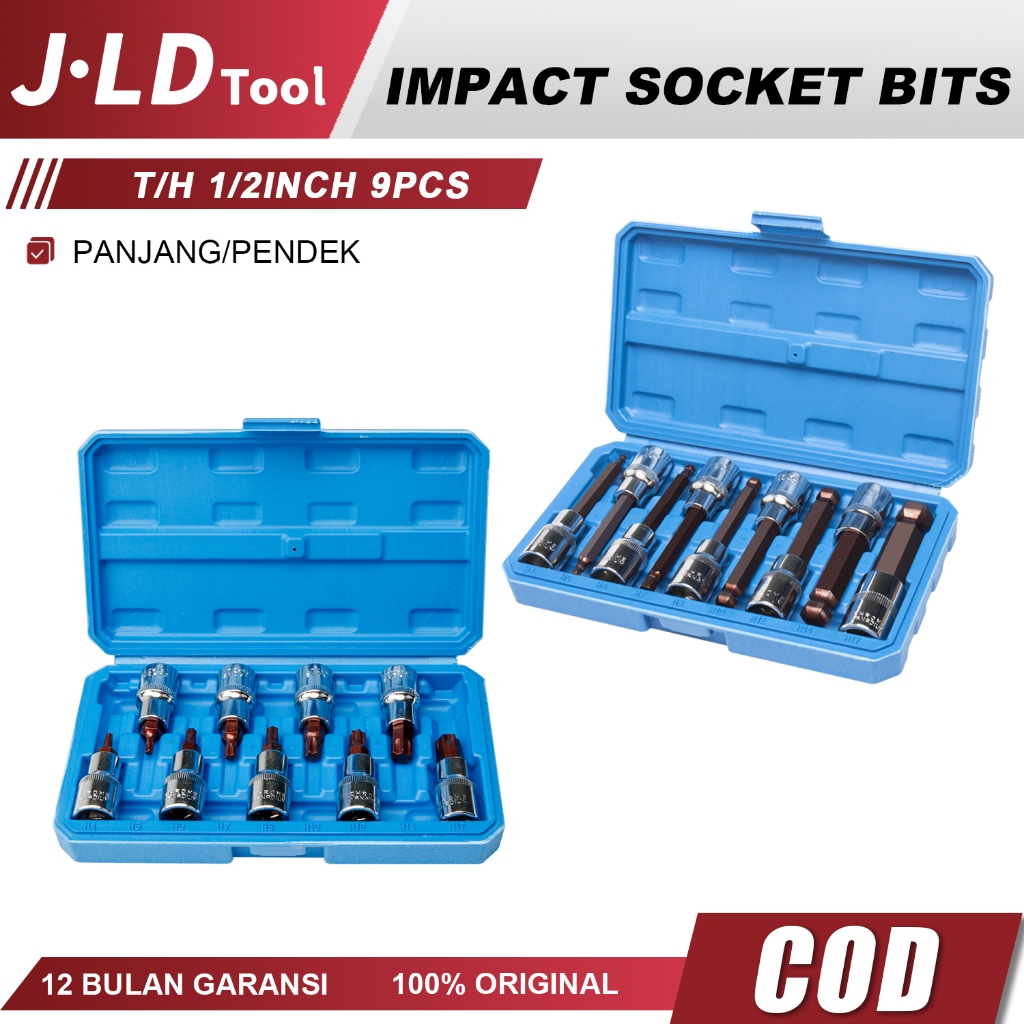 Jual JLD 9PCS Mata Kunci Shock Impact Drive 1/2" Hex/Bola/Torx bits CR-V Panjang Dan Pendek ...
