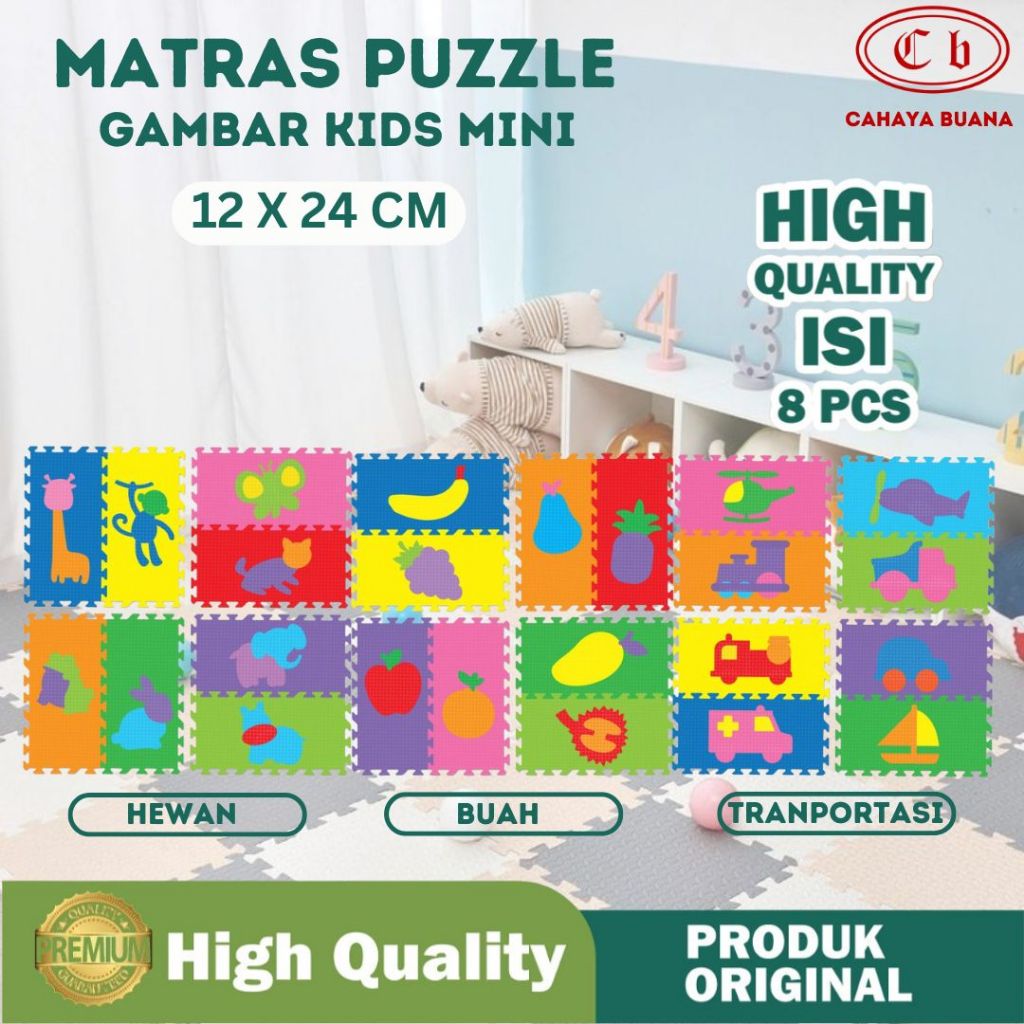Jual Karpet Puzzle Evamat Gambar Kids MINI Buah Hewan Transport 12 x 24 ...