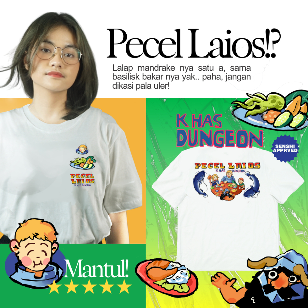 Jual Pecel Laios KHAS DUNGEON Dunmeshi Tees (24S) | Shopee Indonesia