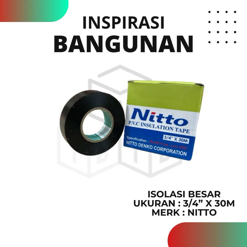 Jual NITTO isolasi listrik 3/4" x 30 meter original kabel listrik ...