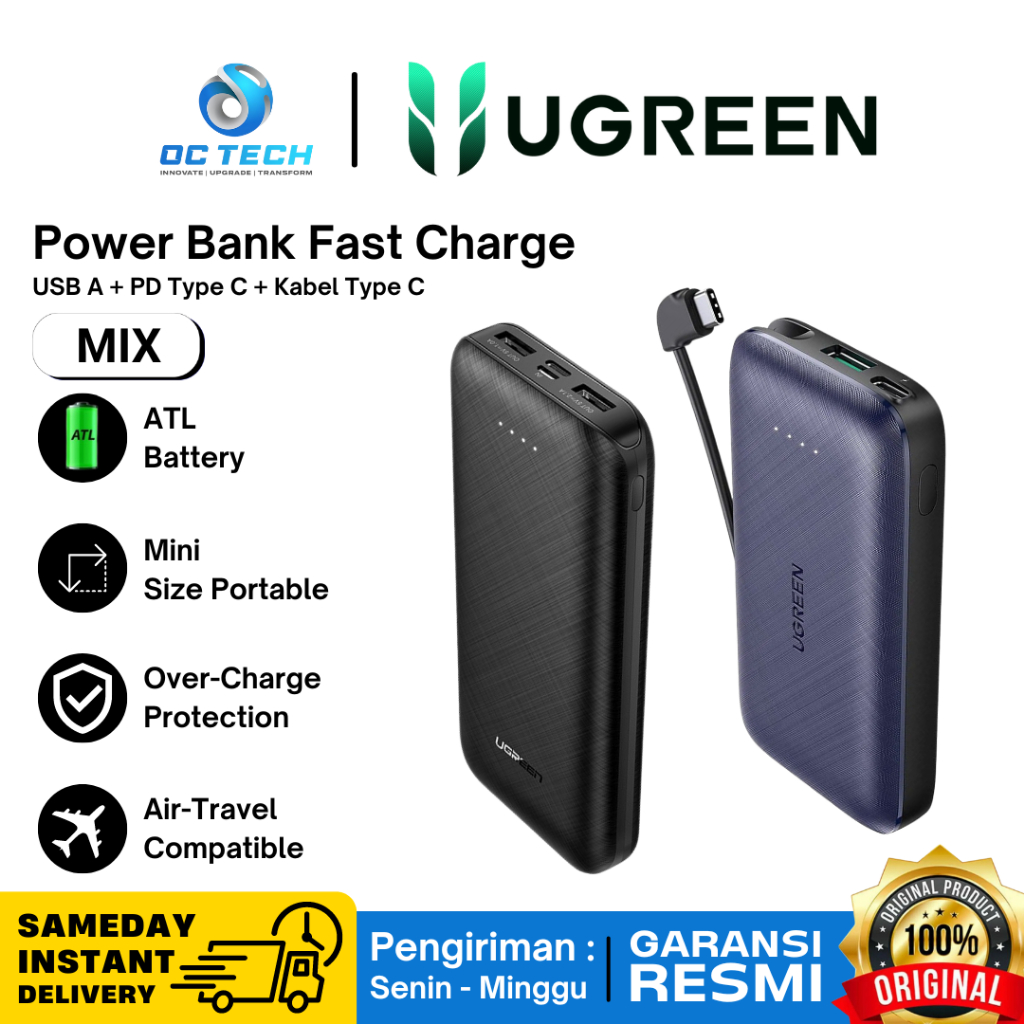 Jual Ugreen Power bank Type C 10000Mah 20000Mah Fast Charging Max 22.5W ...
