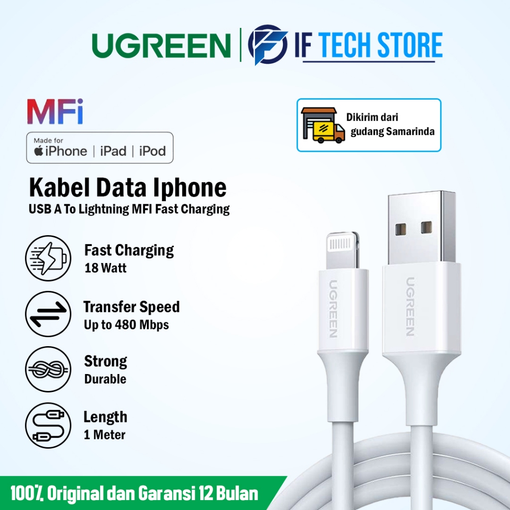 Jual UGREEN Kabel Data Iphone MFI USB A to Lightning Fast Charging | Shopee Indonesia