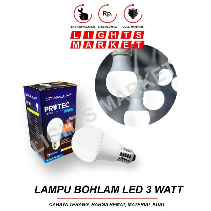 Jual Lampu Bohlam LED Bulb 3W 3 Watt SNI Garansi Putih Kuning Warm White E27 | Shopee Indonesia