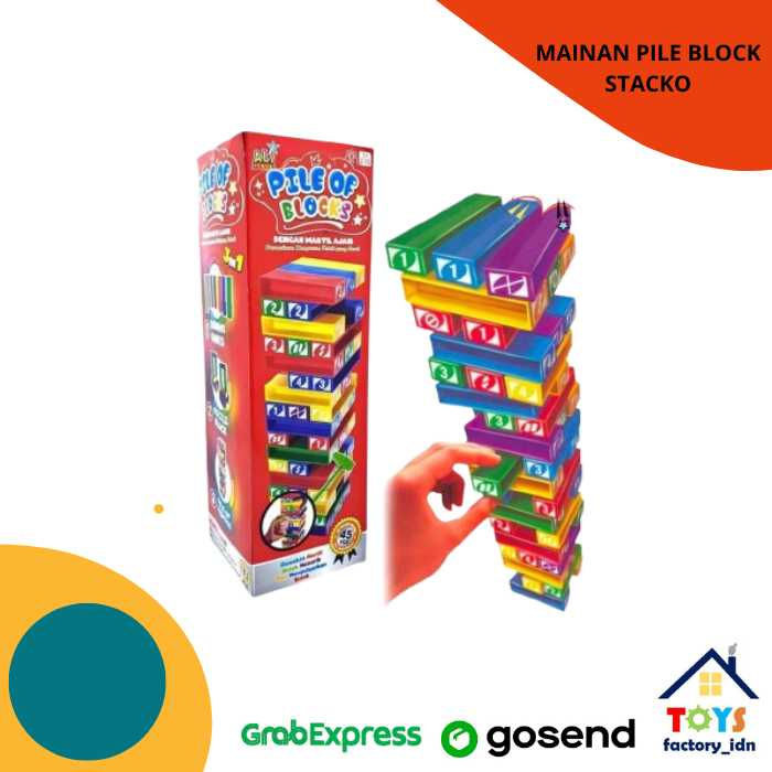 Jual Pile of Blocks 3 in 1 - Permainan Tower Stacko 45 Balok / Mainan ...