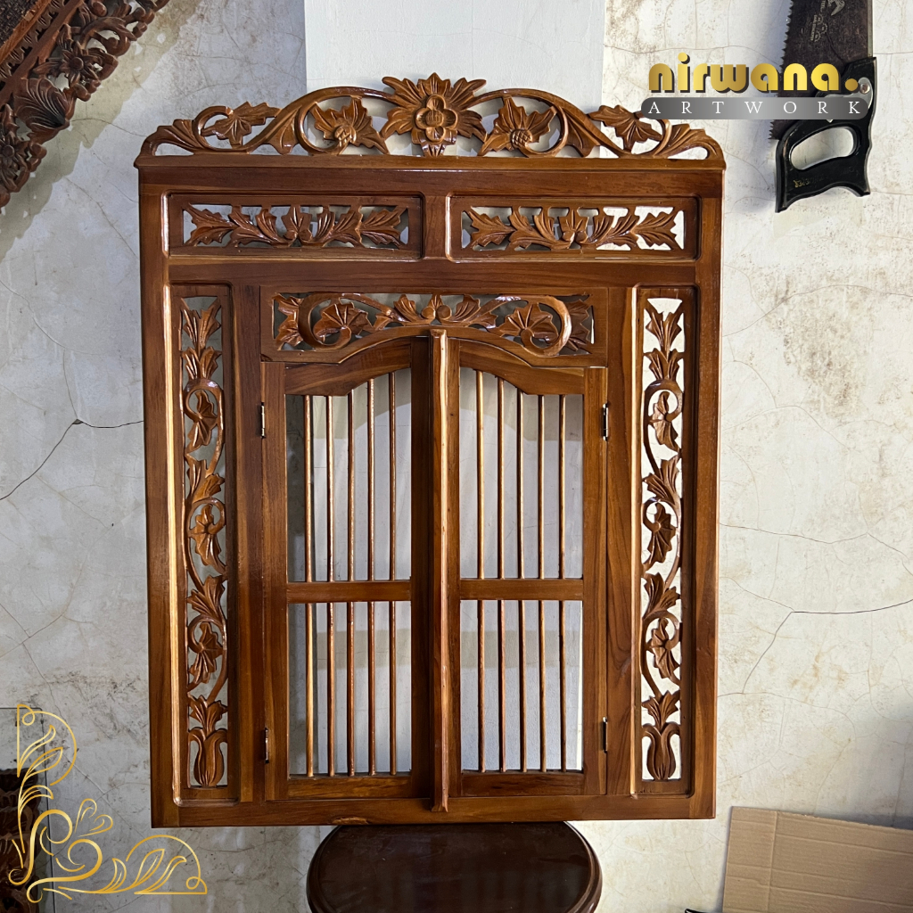 Jual Bingkai cermin Krepyak Gunungan Kayu Jati Ukir Jepara 60x80cm ...