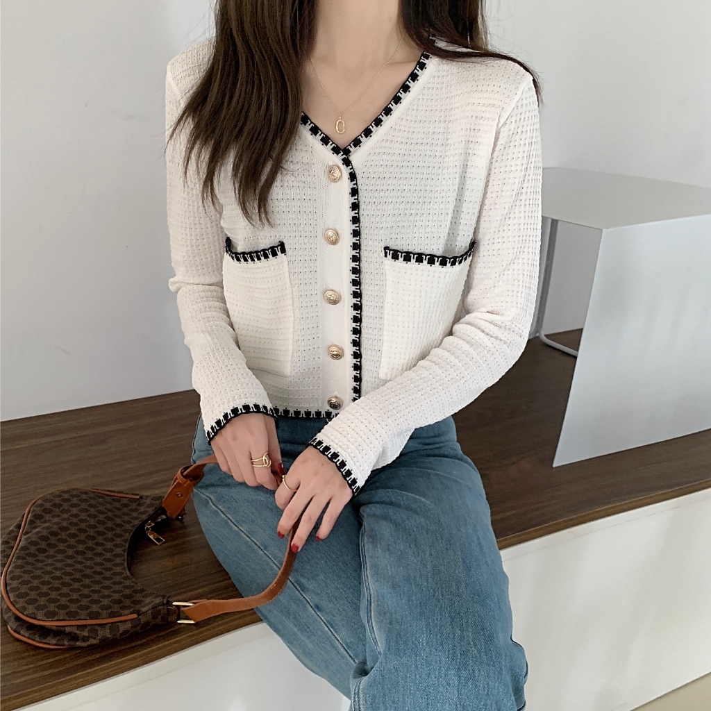 Jual Cardigan Wanita Rajut Crop Premium Korean Style Lengan Panjang Kardigan Retro Terbaru Outer ...