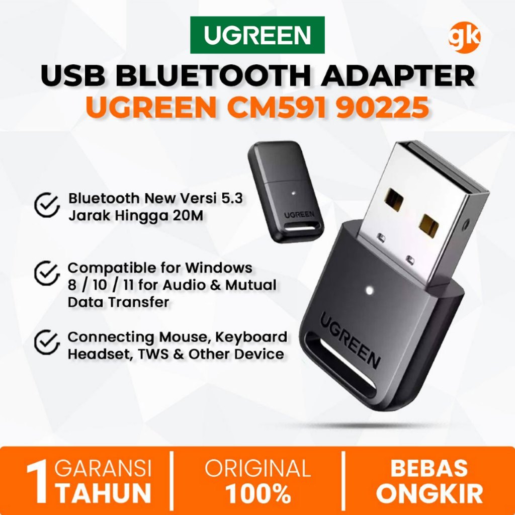 Jual UGREEN CM591 Adapter Bluetooth 5.3 Receiver USB Dongle Universal PC Desktop 90225 | Shopee ...