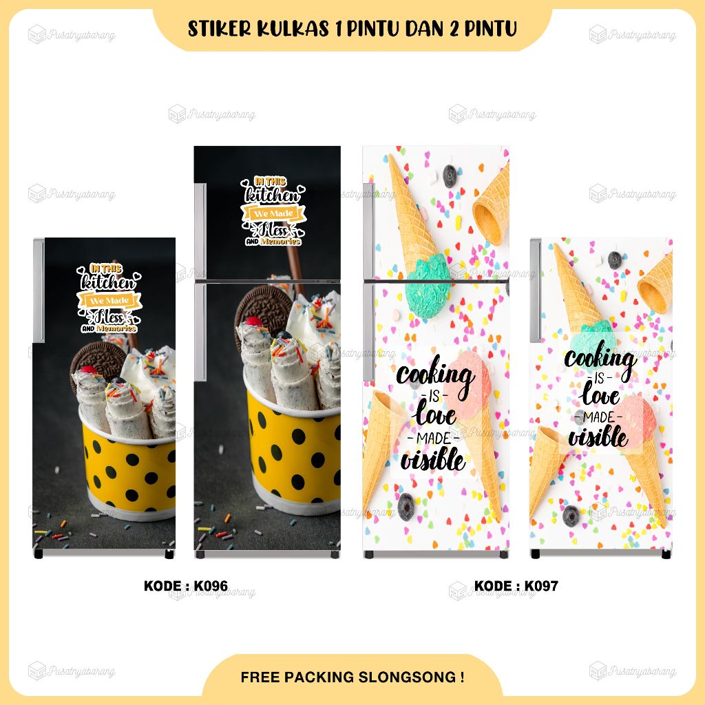 Jual STIKER KULKAS 1 PINTU STIKER KULKAS 2 PINTU MOTIF ICE CREAM ...