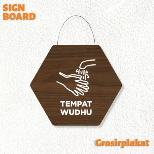 Jual Signage Tempat Wudhu Sign Board Kayu Wooden Papan Label Nama ...