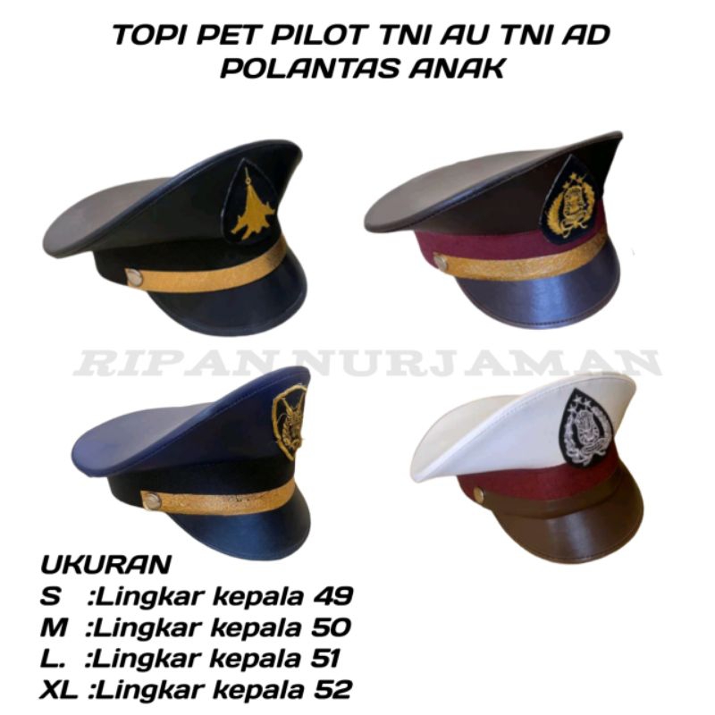 Jual TOPI PET PILOT TNI AU TNI AD POLANTAS ANAK/TOPI PET FSHION ANAK ...