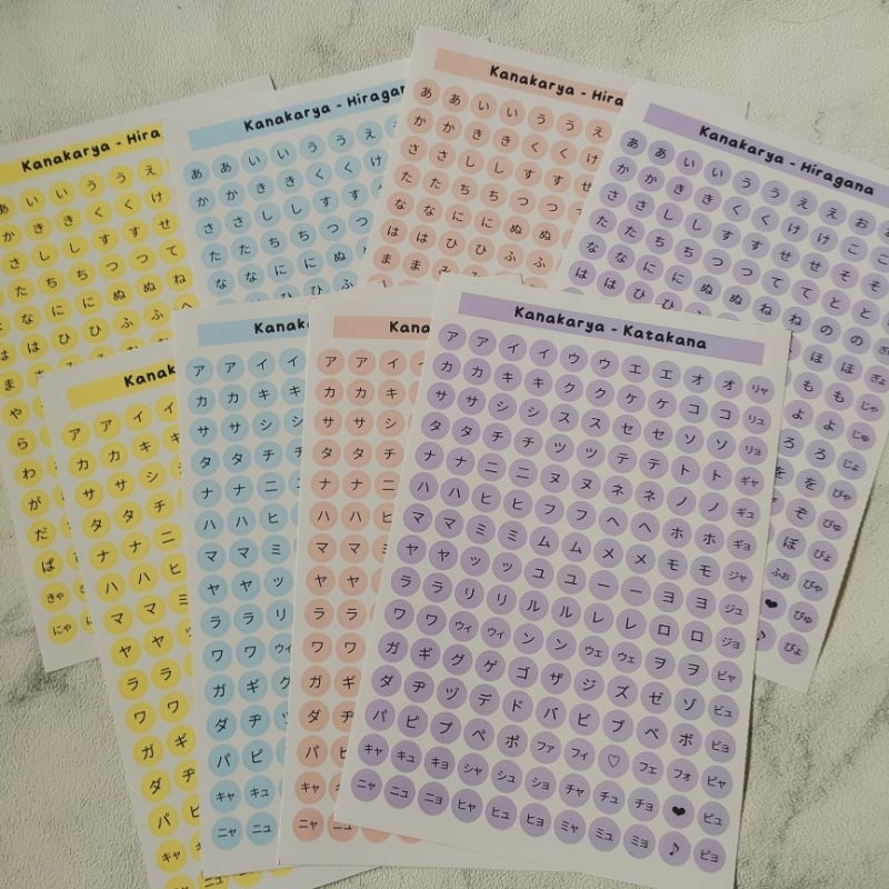 Jual Stiker Huruf Jepang Hiragana Katakana | Japanese Alphabet Sticker ...