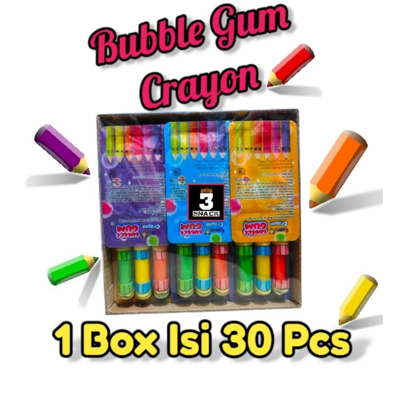 Jual Permen Buble Gum Crayon 1 Box Isi 30 Pcs | Shopee Indonesia