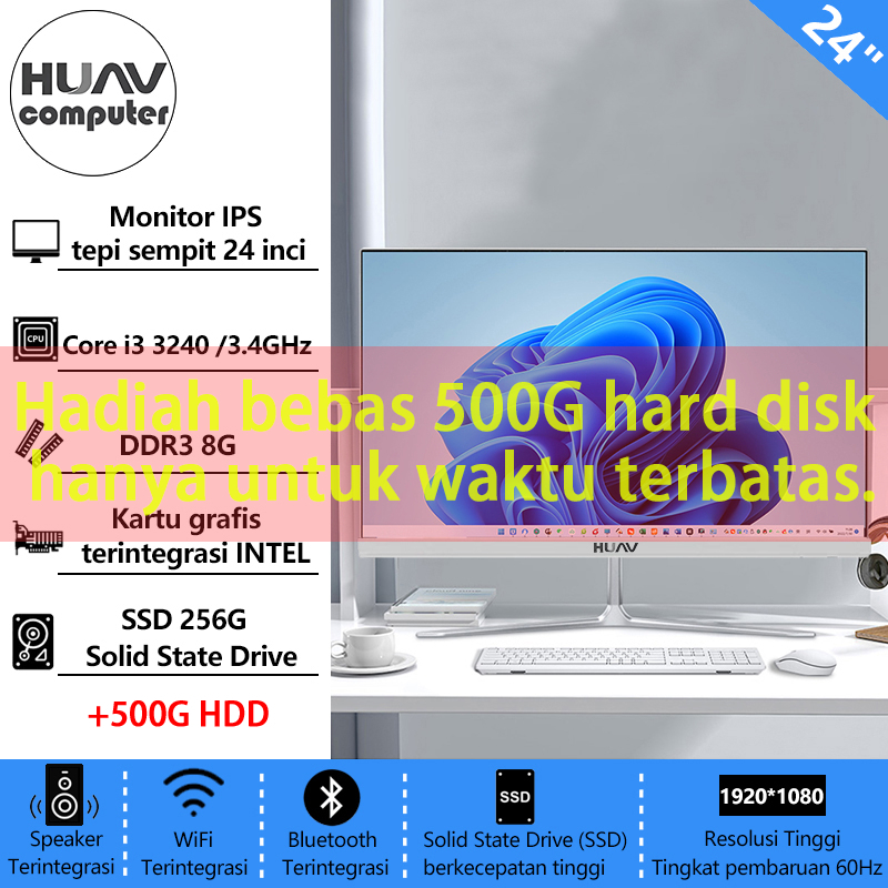 Jual Huav Baru Komputer Full Set PC All-in-One, Intel Prosesor Core i3 ...