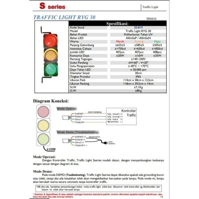 Jual Traffic Light 30cm 3mata Merah Kuning Hijau Warning Light Lampu ...
