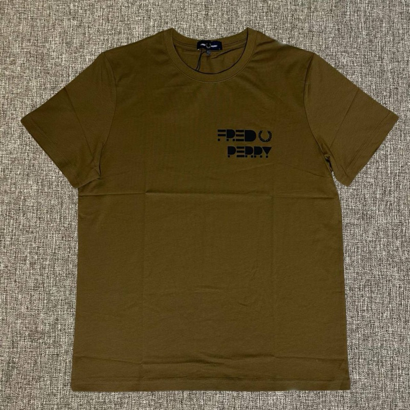 Jual Fred Perry Chest Logo Font Tee Brown Original | Shopee Indonesia