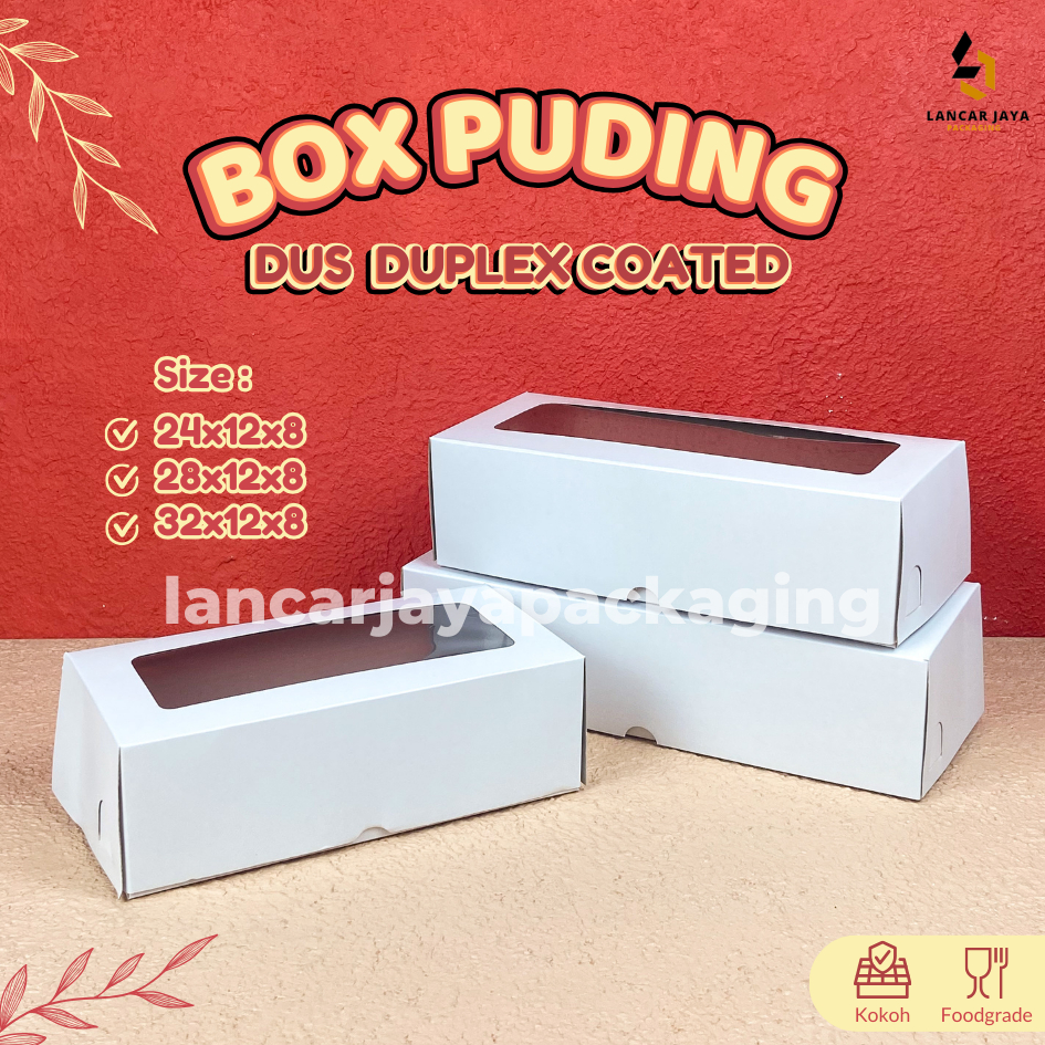 Jual Box Pudding Duplex Kardus Roti Sisir Cake Dus Kue Putih Jendela ...