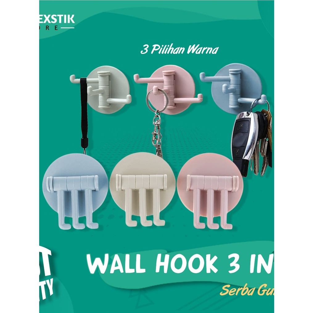 Jual Gantungan 3 Hook Hanger Tempel Dinding Kaca Keramik Hook Baju 3in1 ...