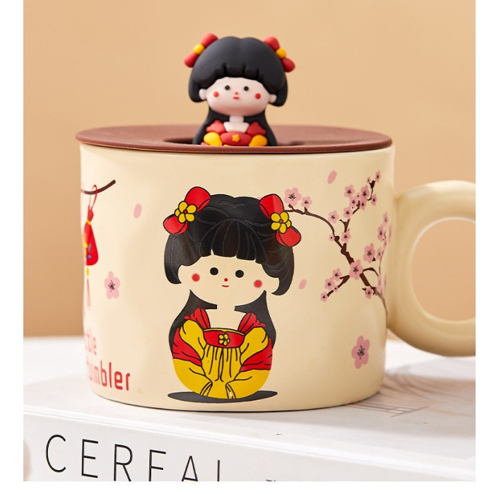 Jual CARTOON SERIES/Korean Mug/Cute Cartoon Mug With Lid/Cangkir Korea ...