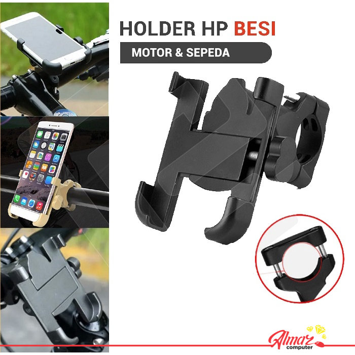 Jual PHONE HOLDER HP HANDPHONE JEPIT STANG SEPEDA MOTOR ALUMINIUM | Shopee Indonesia