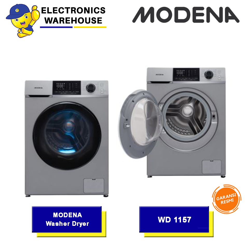 Jual MODENA Front Loading + Dryer Washer Dryer - WD 1157 11 Kg | Shopee ...