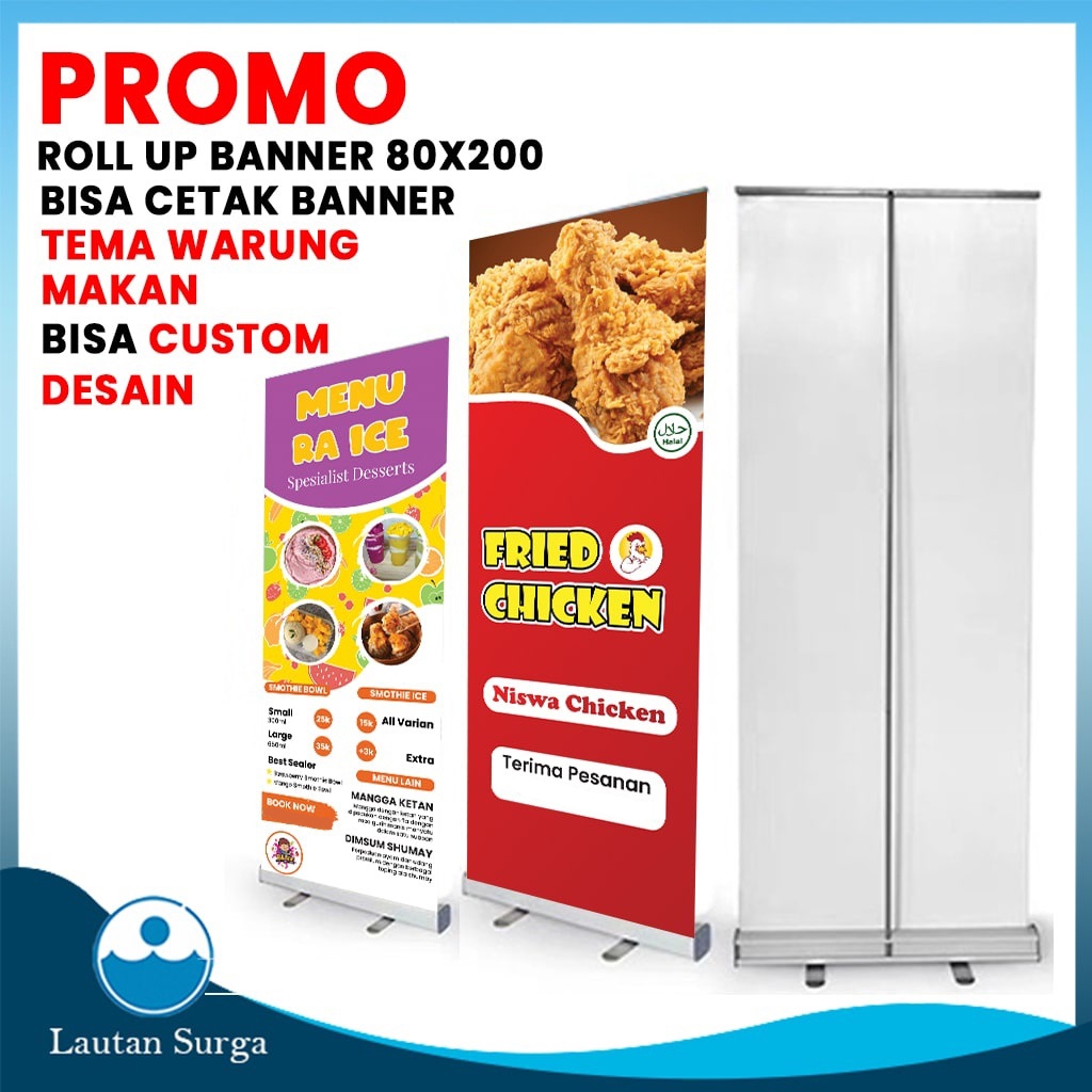 Jual (PAKET STANDING Roll Up Banner Alumunium 80x200 cm) Cetak Stand ...