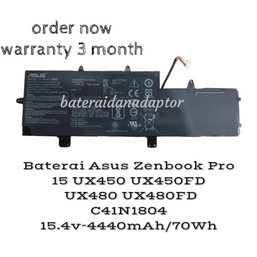 Jual Baterai Asus Zenbook Pro 15 UX450 UX450FD UX480 UX480FD C41N1804 ...