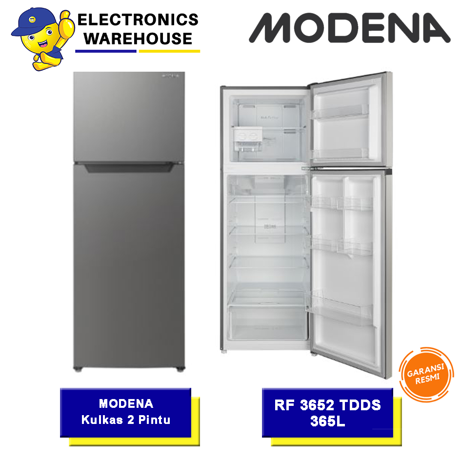 Jual Kulkas MODENA RF 3652 TDDS 365L 2 Pintu Frizer Atas RF3652TDDS ...