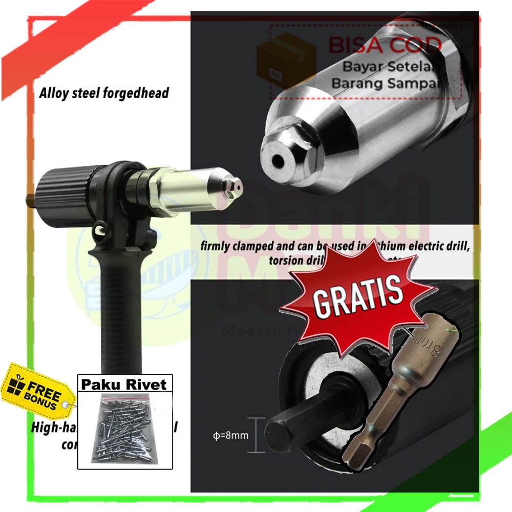 Jual Kunci Sock Magnetic Roofing 8mm + Sambungan Mesin Bor Mata Rivet ...