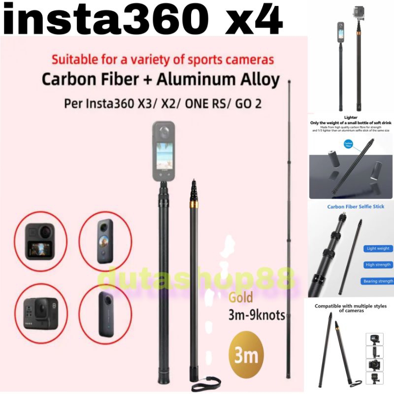 Jual invisible stick 3meter carbon fiber + aluminium Alloy selfie stick long invisible 3M for ...