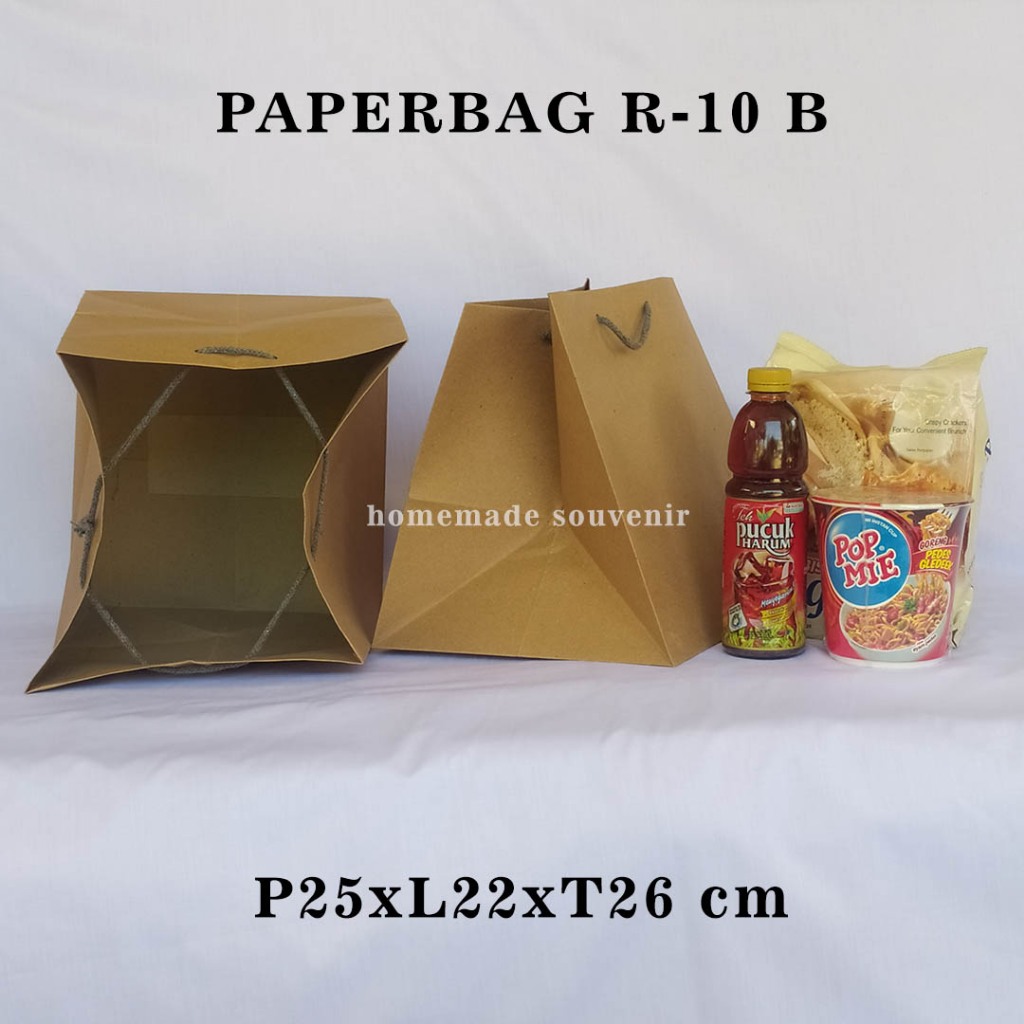 Jual Paperbag R10 B Cokelat Polos Ukuran 25x22x26 cm Isi 1 Pcs / Paper ...