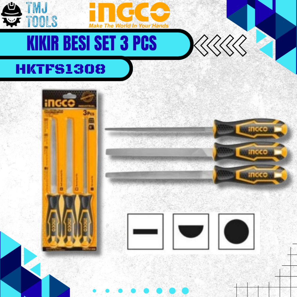 Jual INGCO Kikir Besi Set 3 Pcs HKTFS1308 8 Inch Gagang Karet Alat ...