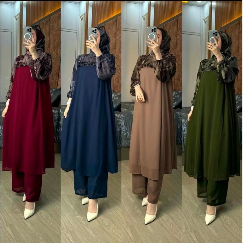 Jual NEW SET LONG TUNIK HIJAB AISYAH PREMIUM TERLARIS SETELAN TUNIK ...