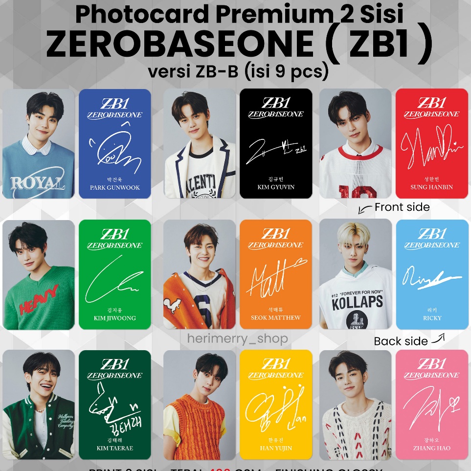 Jual Promo Surprise ISI 9 PCS Photocard ZB1 ZEROBASEONE Pre Debut KCON Potocard Premium 2 Sisi ...