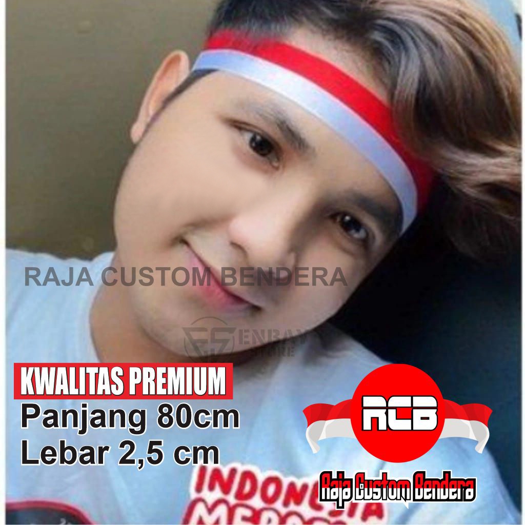 Jual iket kepala merah putih /pita merah putih /iket merah putih ...