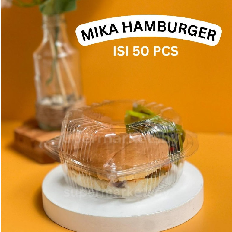 Jual MIKA VIP - MIKA HAMBURGER ISI 50 PCS / KOTAK TRAY WADAH BURGER ...