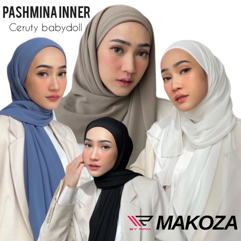Jual Makoza - Pashmina Inner Ceruty Baby Doll | Pashmina Iner 2 in 1 Premium | Hijab Terlaris ...