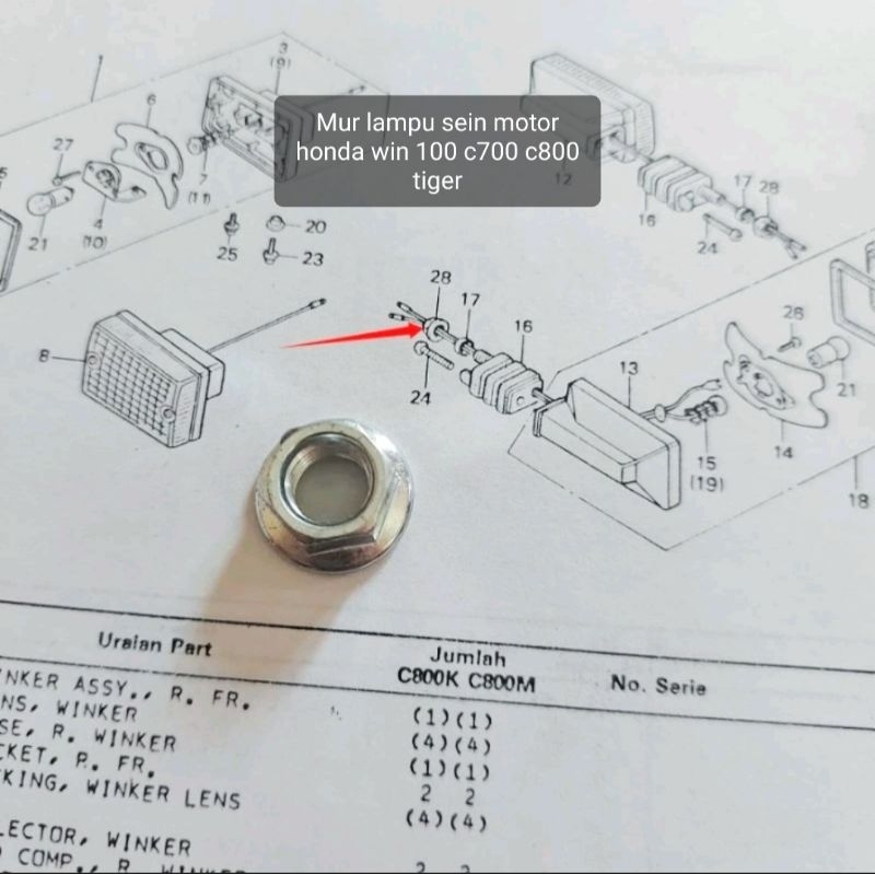 Jual MUR LAMPU SEIN SEN MOTOR HONDA WIN 100 TIGER C700 C800 | Shopee ...