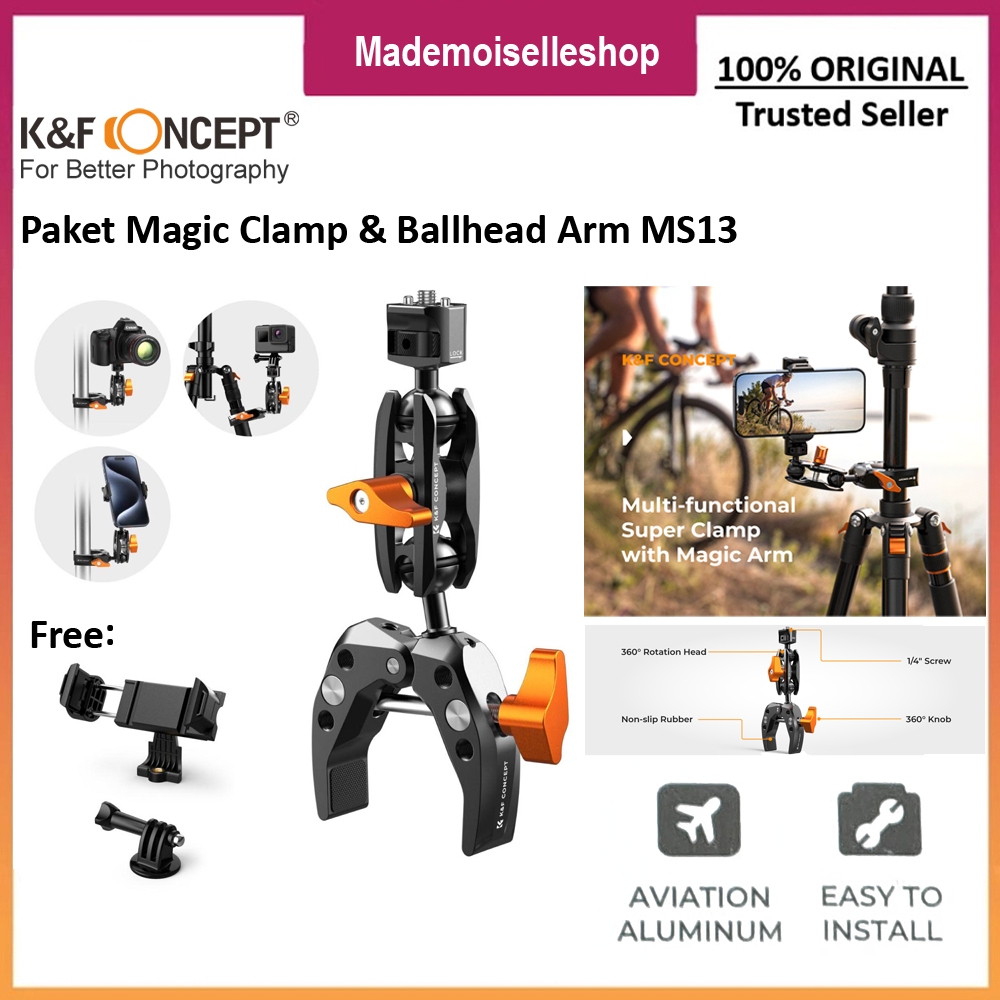 Jual KNF CONCEPT Paket Magic Clamp Mount & Ballhead Magic Arm MS13 ...