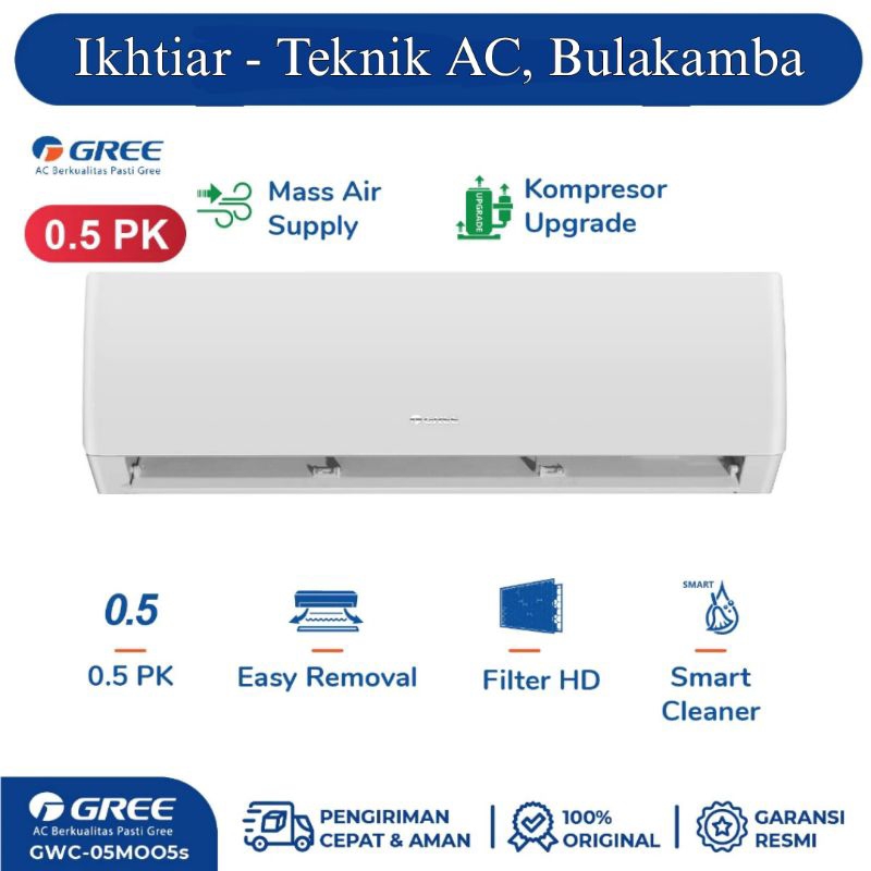 Jual AC GREE GWC - 05M005s 1/2 PK Standar 370 Watt ( Unit + Pemasangan ), AC Ramah Lingkungan ...