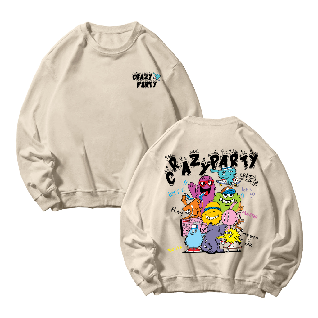 Jual BUNZ Basic Sweater Crewneck Long Sleeve Monster Crazy City Size M ...