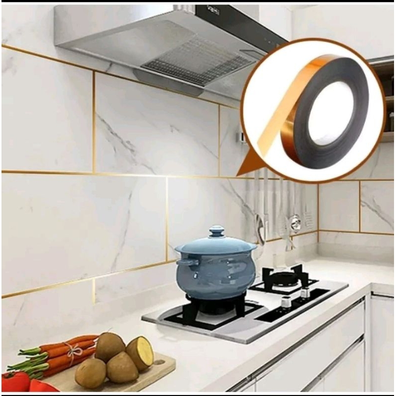 Jual Stiker List Strip Dinding Stiker List Plat Dinding Keramik Gold ...